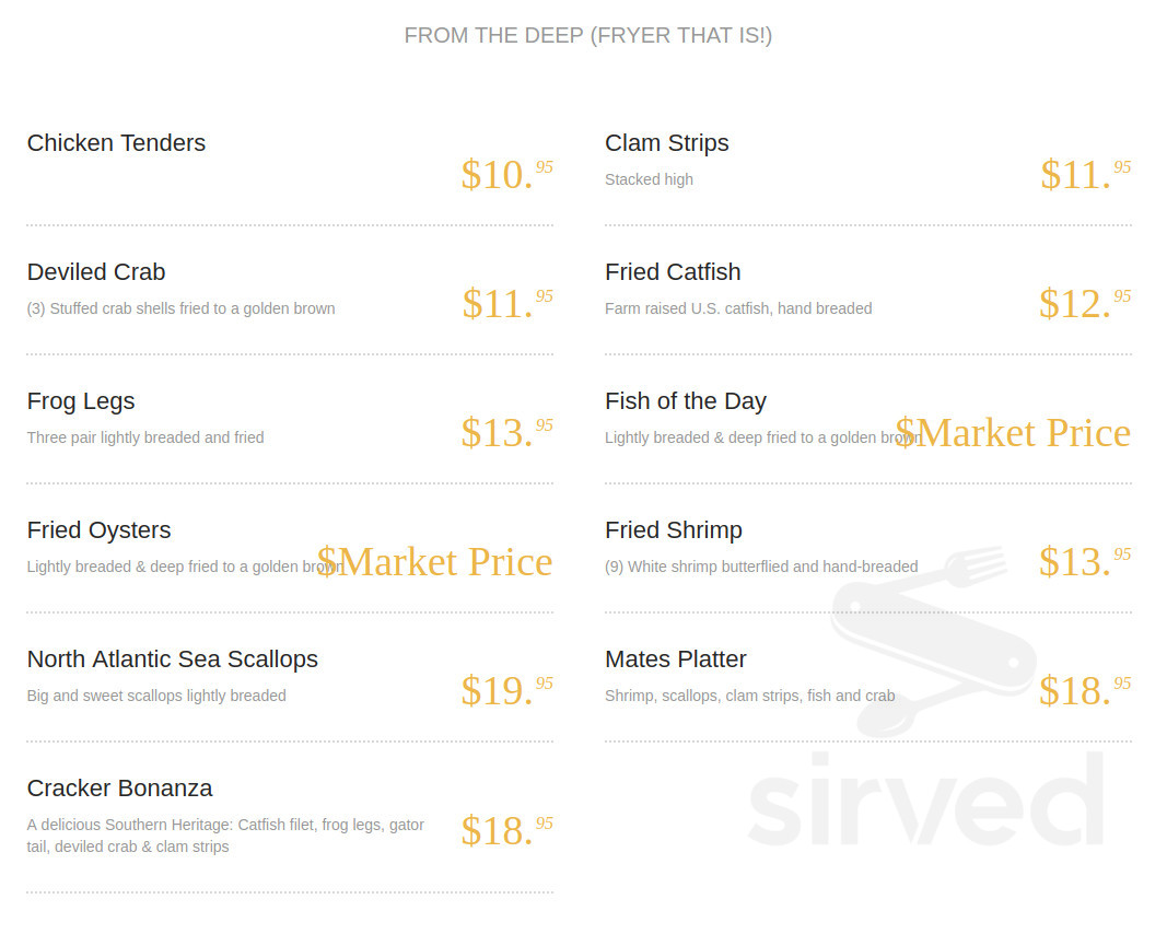 JC's Riptides menu in Edgewater, Florida, USA