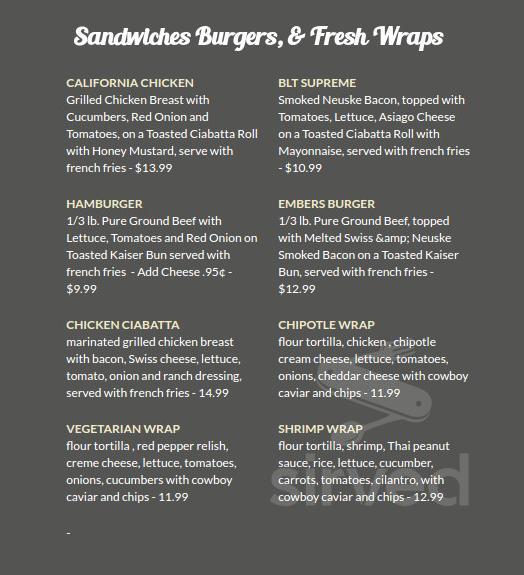Menu - Wisconsin Dells WI's House of Embers Restaurant | Sirved