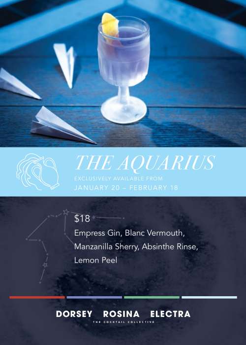 The Dorsey Cocktail Bar menu in Las Vegas, Nevada, USA