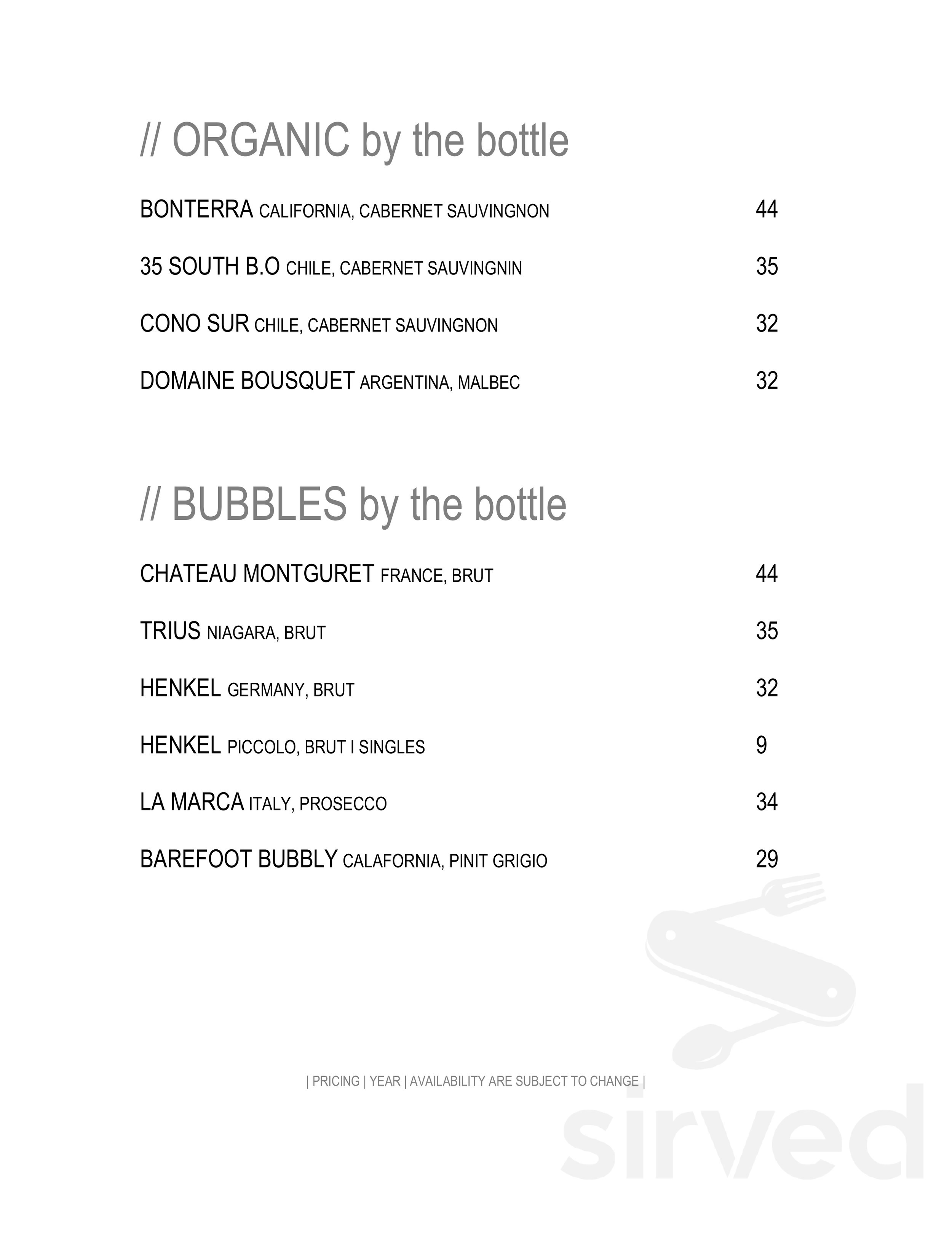 Schnitzels menu in Cornwall, Ontario, Canada