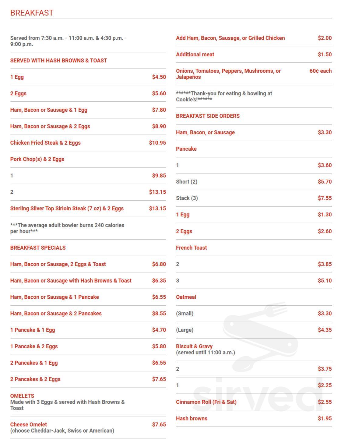 Cookie's Bowl & Café menus in Alva, Oklahoma, United States