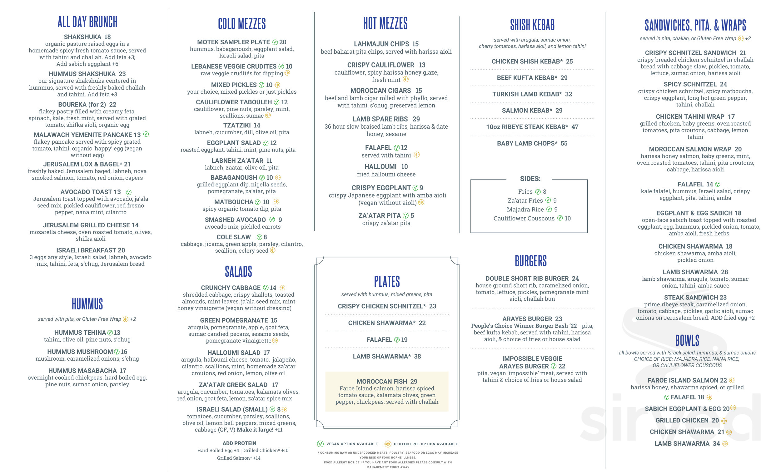 Motek Aventura - Mediterranean Cafe & Restaurant menu in Aventura ...