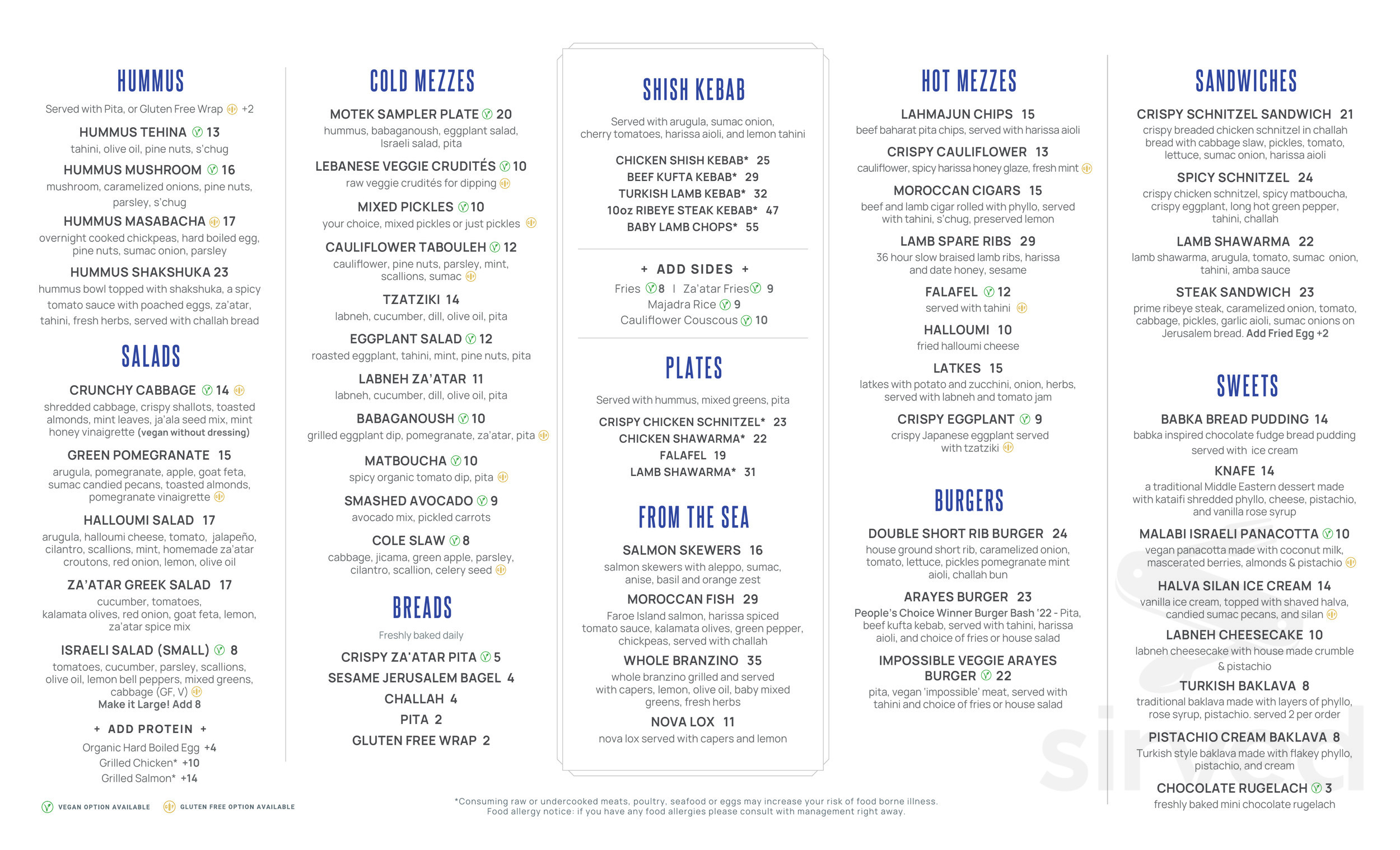 Motek Aventura - Mediterranean Cafe & Restaurant menu in Aventura ...