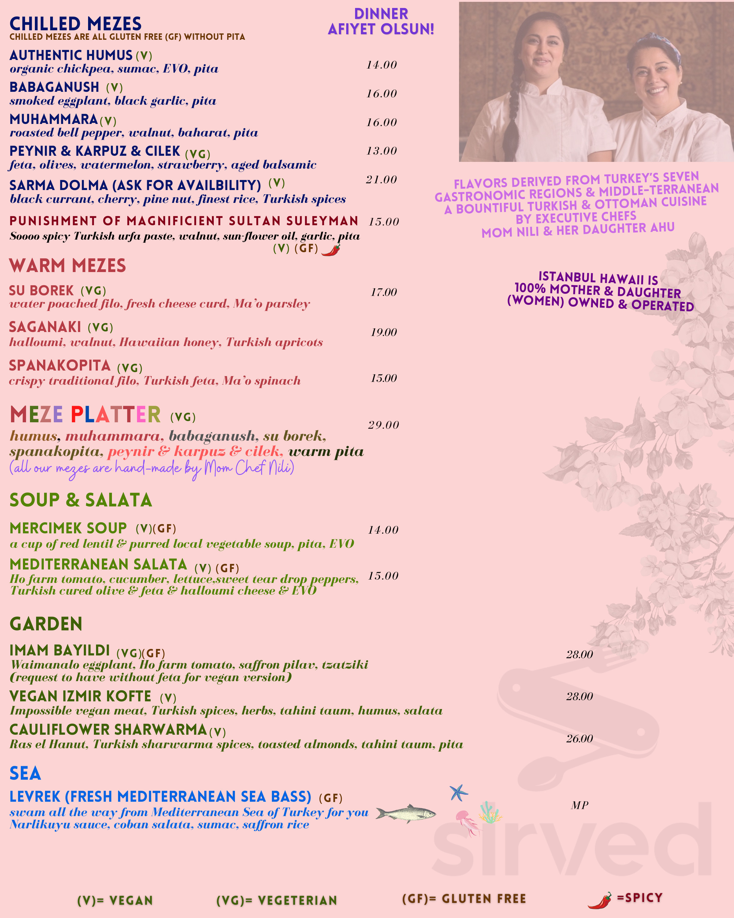 Istanbul Hawaii menu in Honolulu, Hawaii, USA