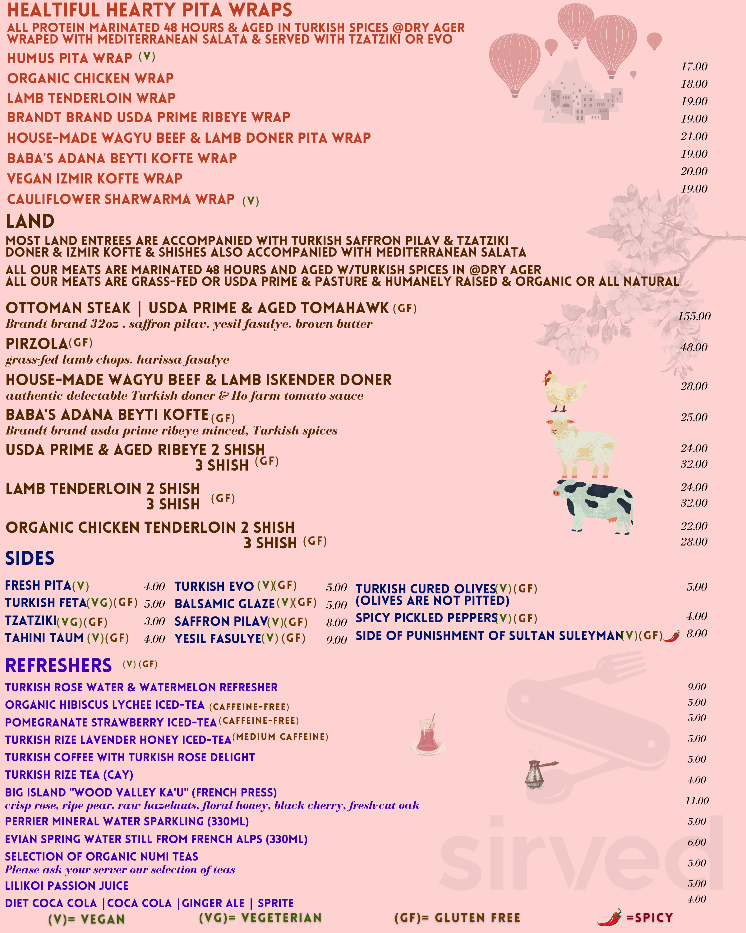 Menu - Honolulu HI's Istanbul Hawaii | Sirved
