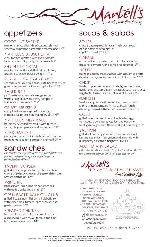 Martell's menu in Kalamazoo, Michigan, USA