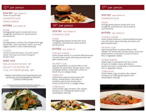 Martell's menu in Kalamazoo, Michigan, USA