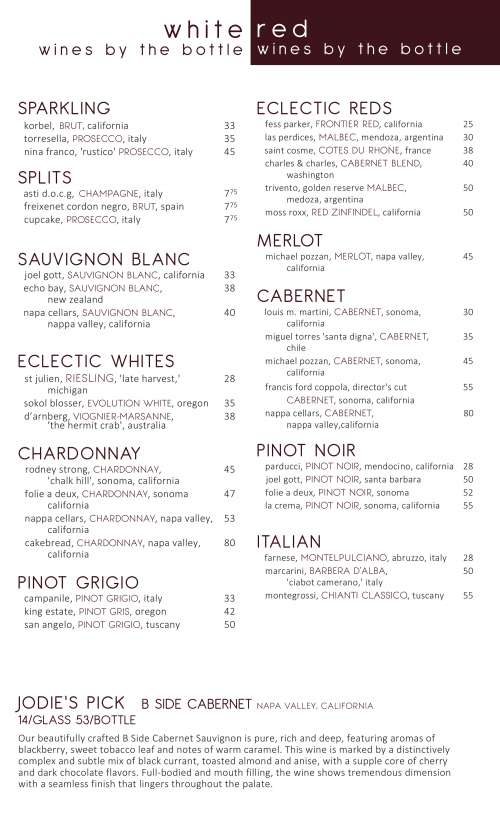 Martell's menu in Kalamazoo, Michigan, USA