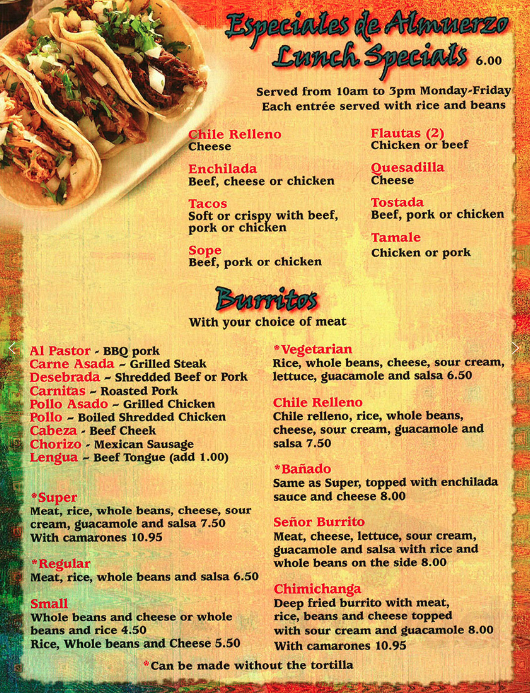 Los Gallos Taqueria menu in Lincoln, California, USA