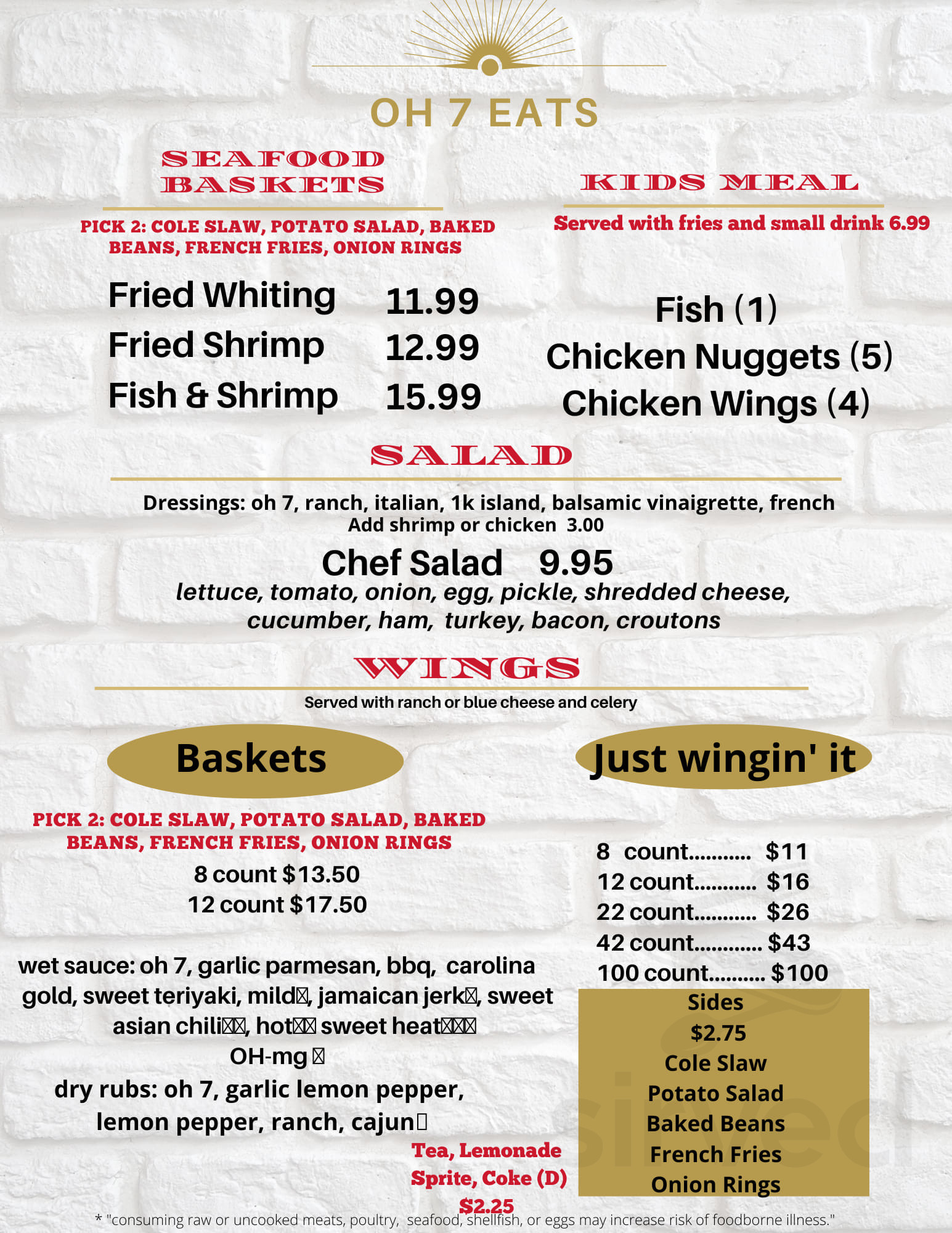 Oh 7 Restaurant menu in Spartanburg, South Carolina, USA