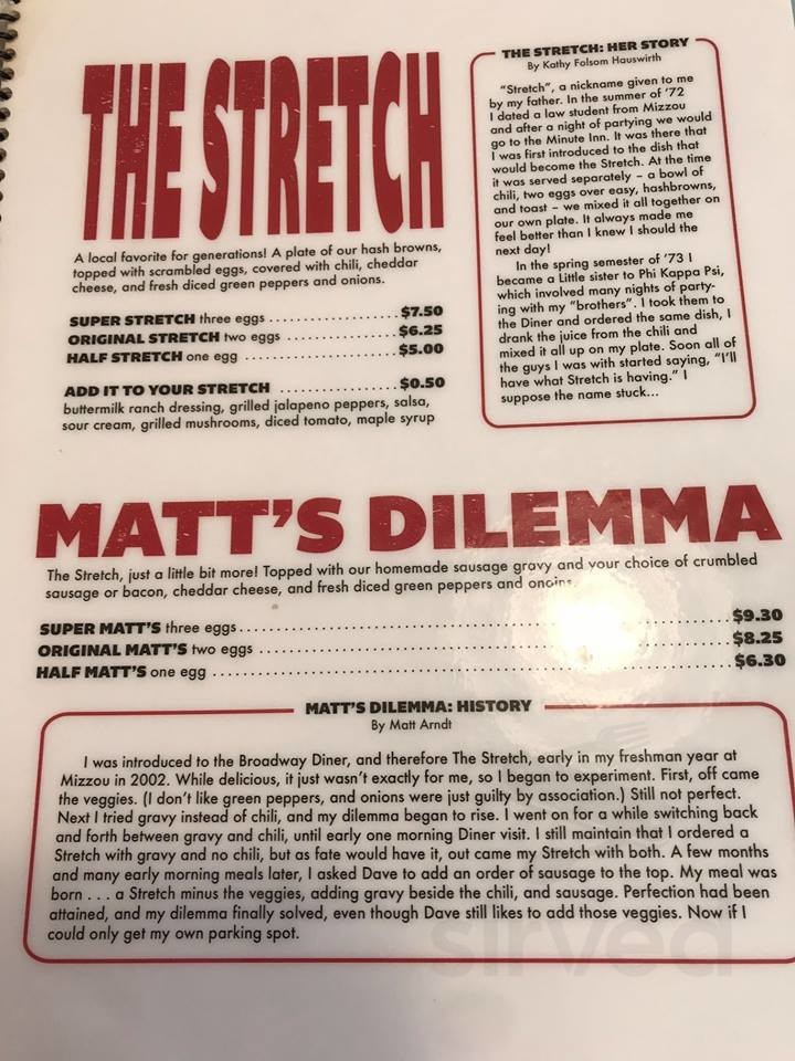 Menu - Columbia MO's Broadway Diner | Sirved
