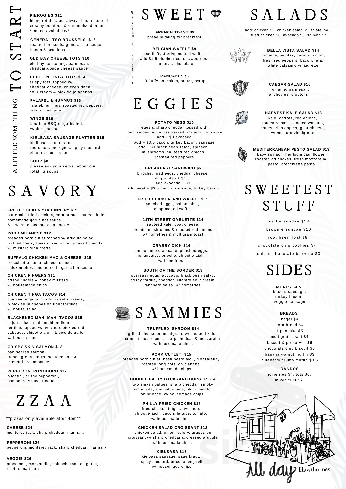 Menu - Philadelphia PA's Hawthornes | Sirved