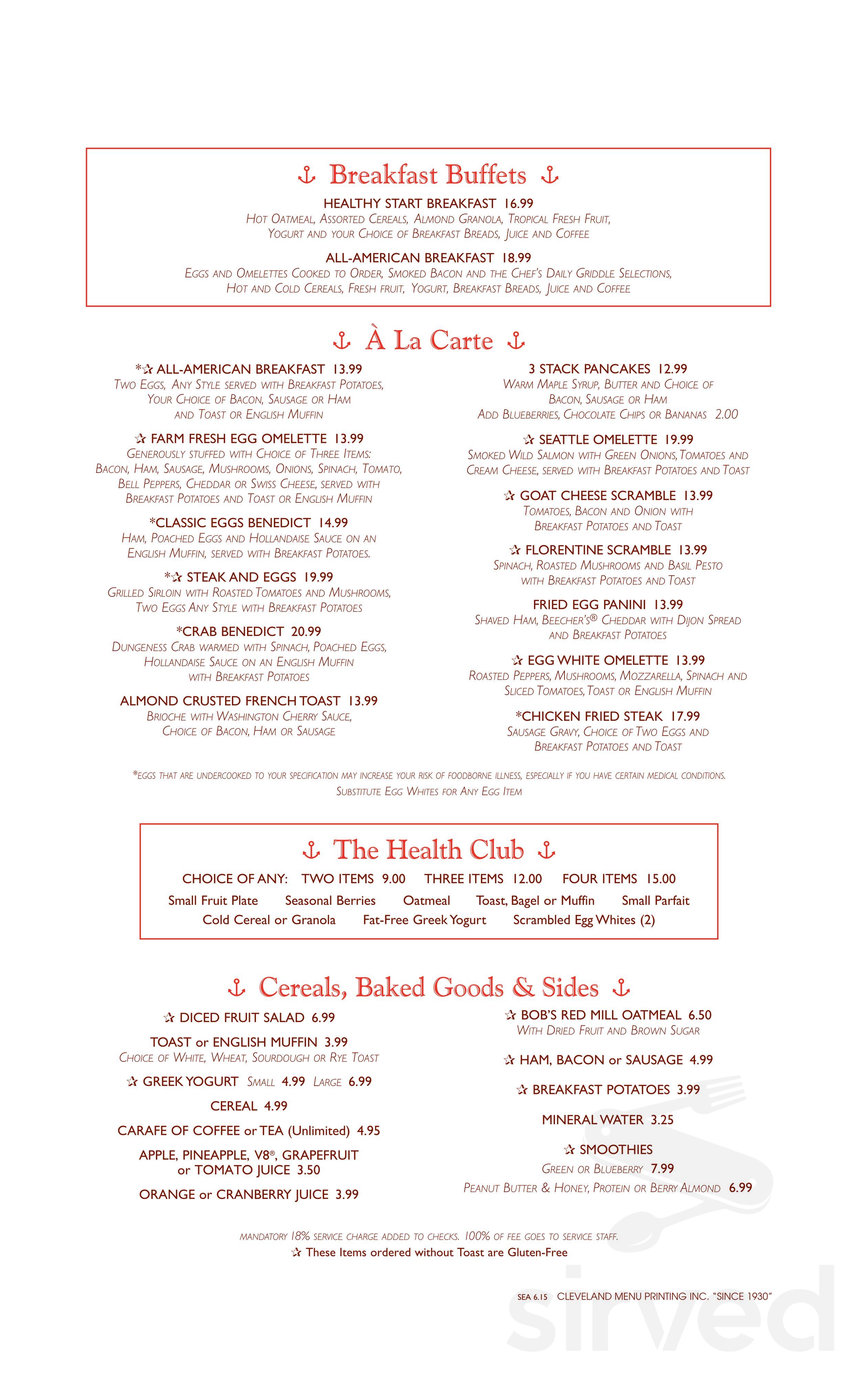 Regatta Bar & Grille menu in Seattle, Washington, USA