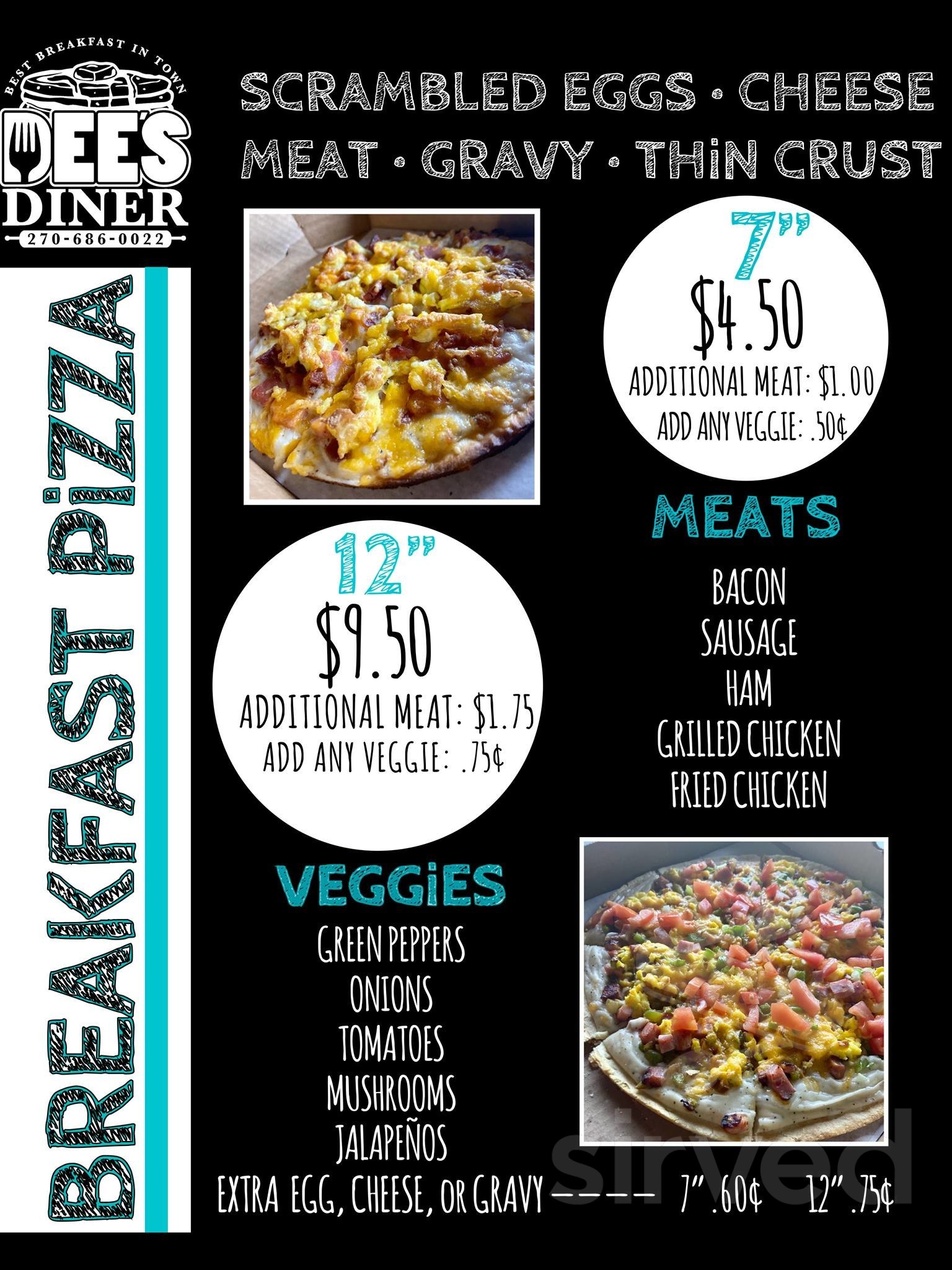 Dee's Diner menu in Owensboro, Kentucky, USA