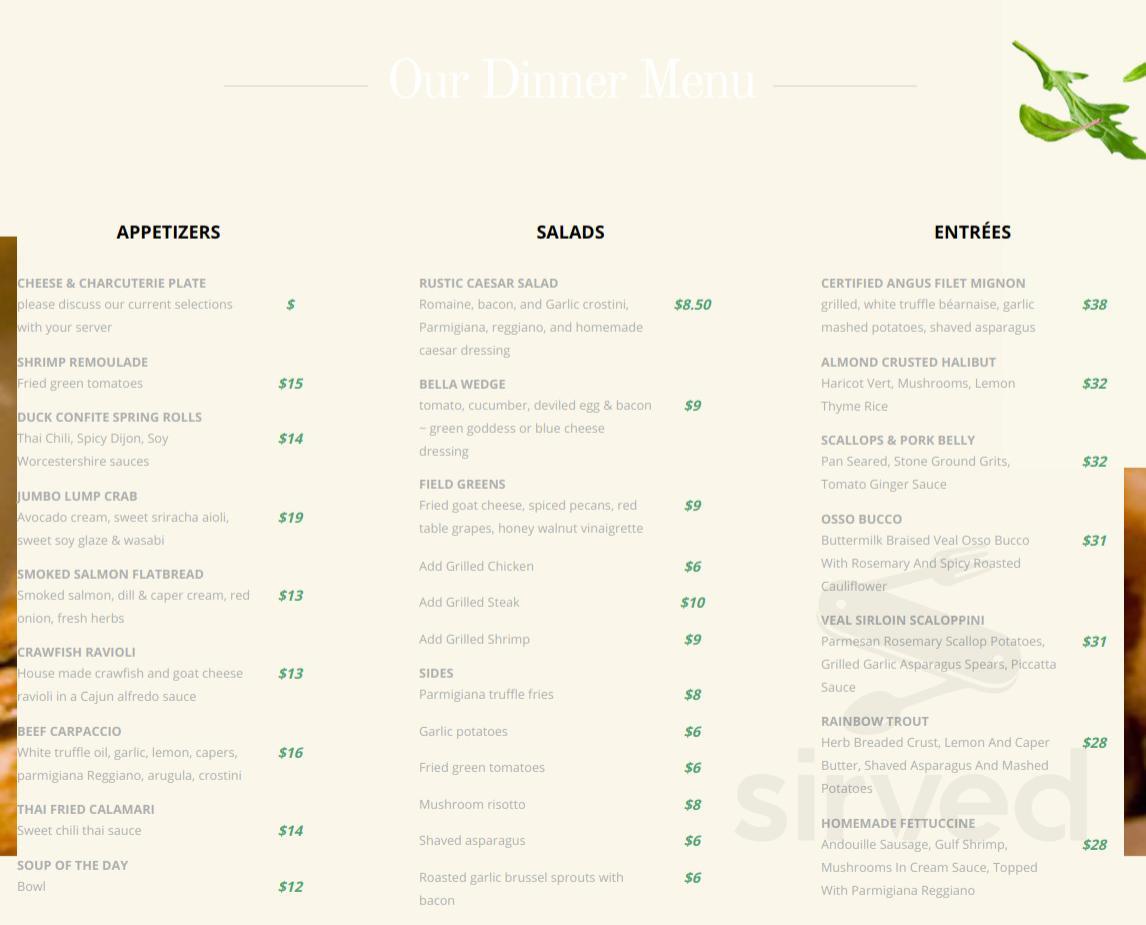 Bella Fresca menus in Shreveport, Louisiana, United States