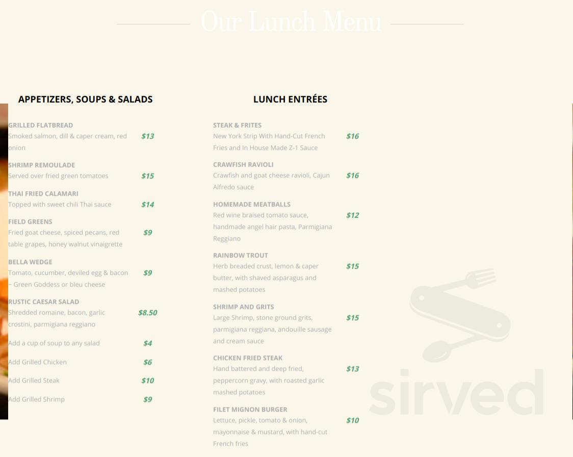 Bella Fresca menus in Shreveport, Louisiana, United States