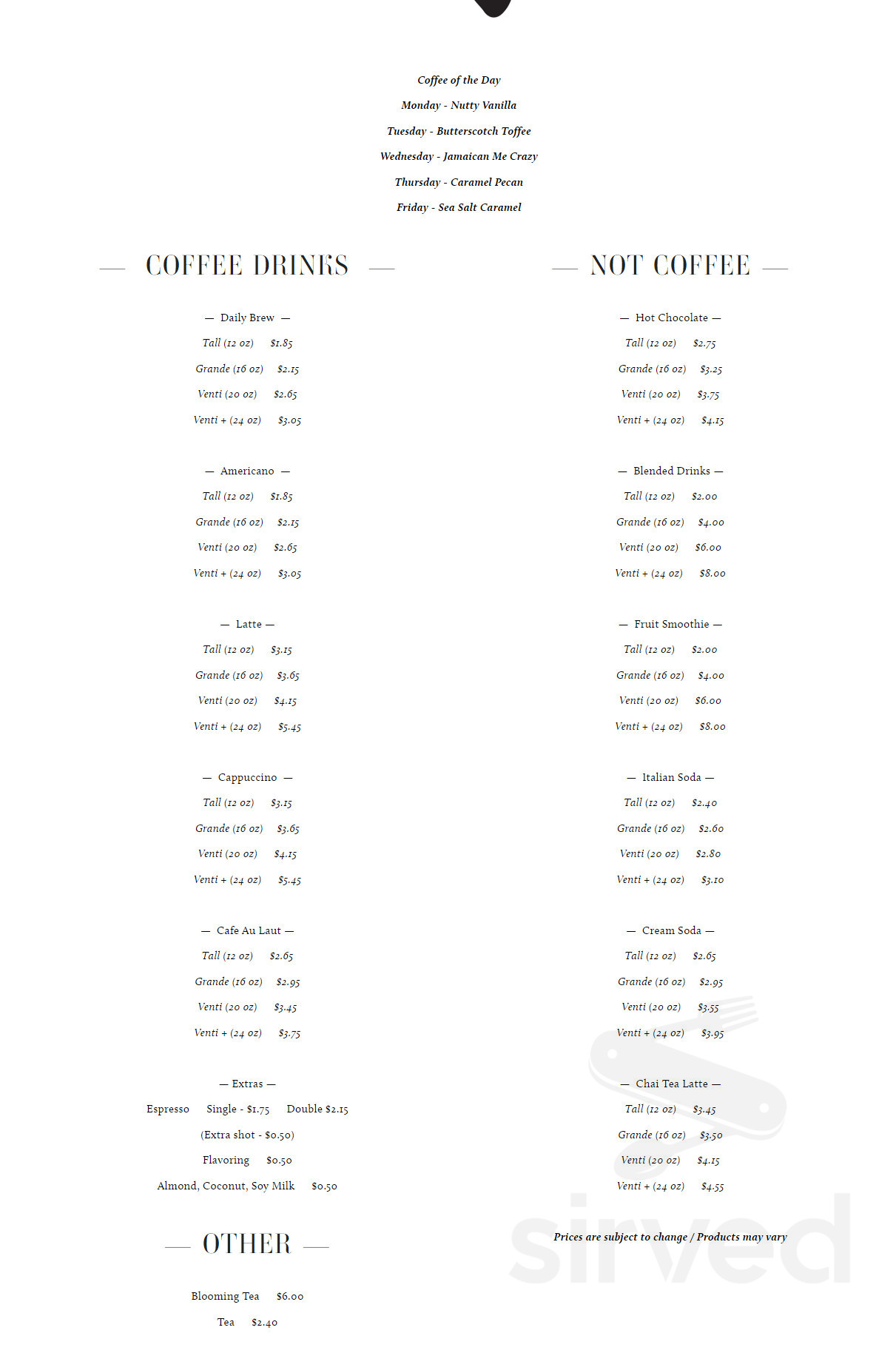 Jilly Beans Too menu in Jonesville, Michigan, USA