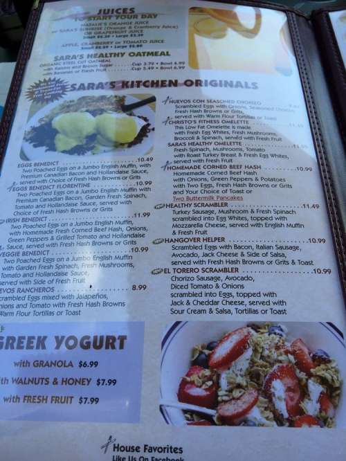 Sara's Kitchen menu in Palm Beach Gardens, Florida, USA