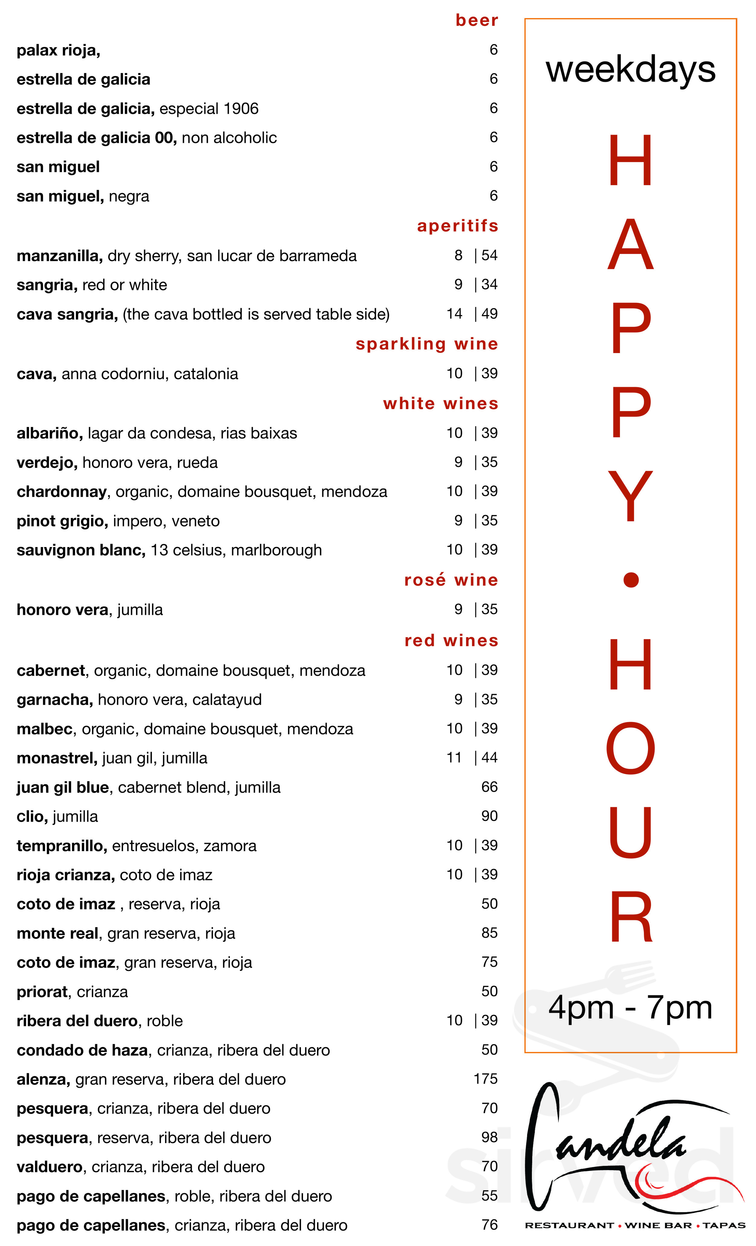 Candela Restaurant menu in Wilton Manors, Florida, USA