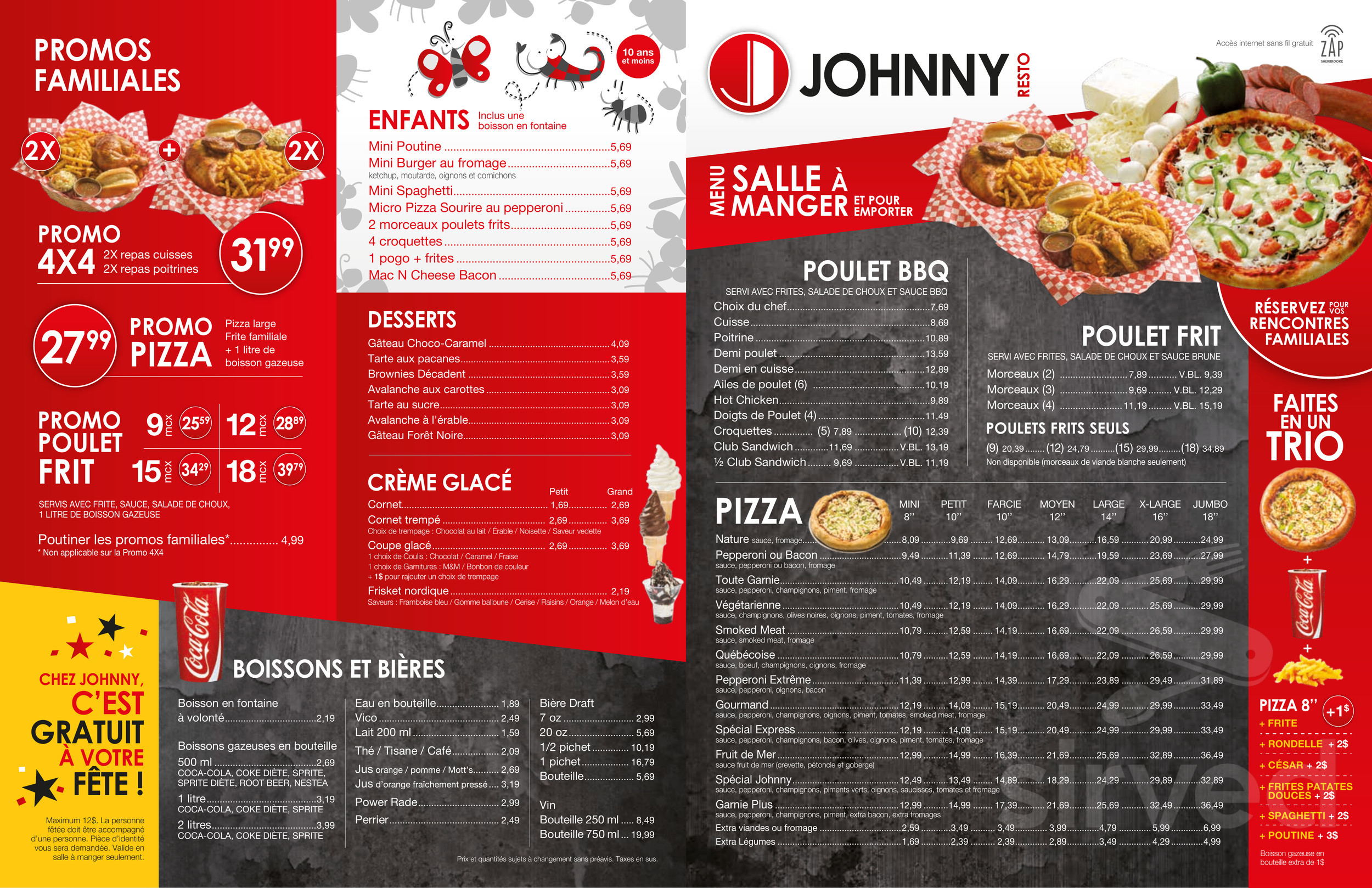 Menu for Johnny Resto - Rock Forest in Sherbrooke, QC | Sirved