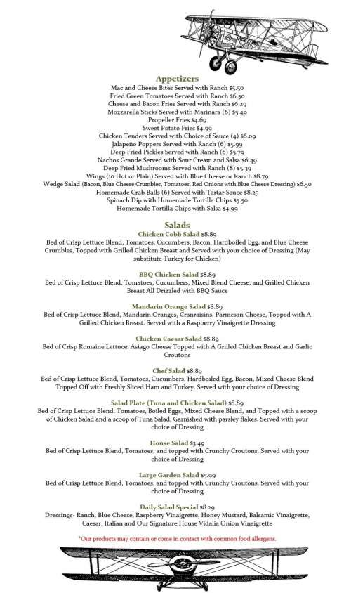 Crosswinds Cafe menu in Martinsburg, West Virginia, USA