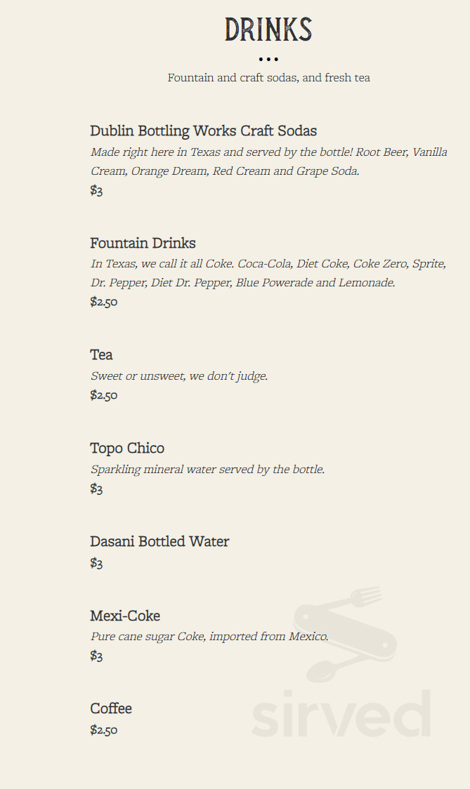 Menu for Bluebonnet BBQ in Waxahachie, TX | Sirved
