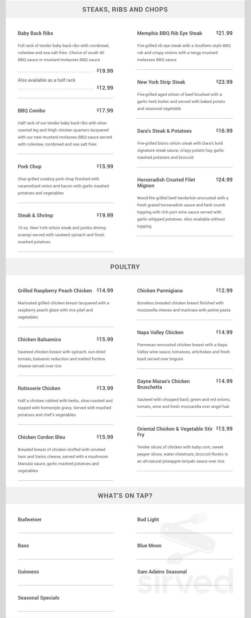 Rockaway River Barn menu in Rockaway, New Jersey, USA