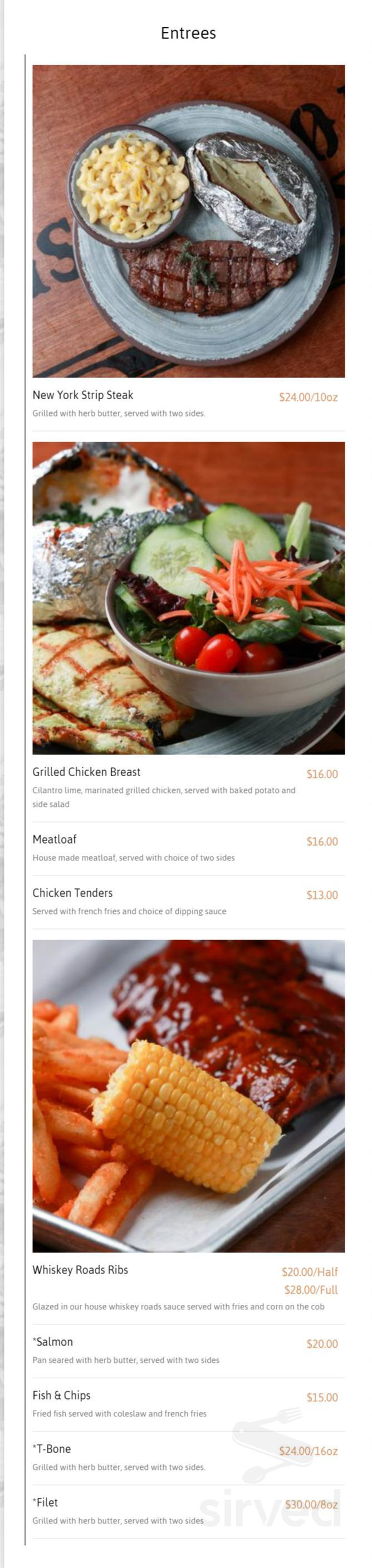 Whiskey Roads menu in Tucson, Arizona, USA