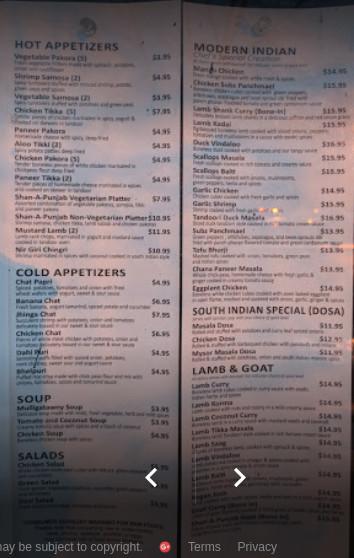 Shan-A-Punjab Boston menu in Brookline, Massachusetts, USA