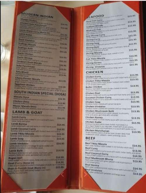 Shan-A-Punjab Boston menu in Brookline, Massachusetts, USA
