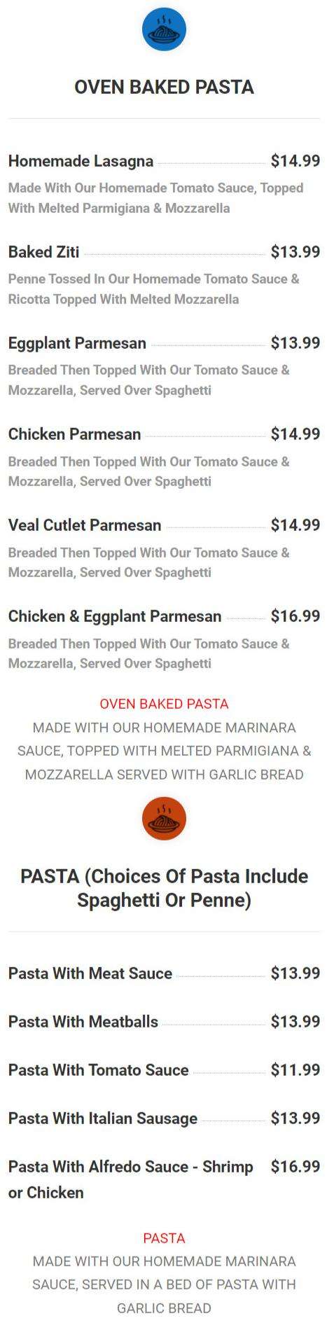 Vito's Pizza menu in Owings Mills, Maryland, USA