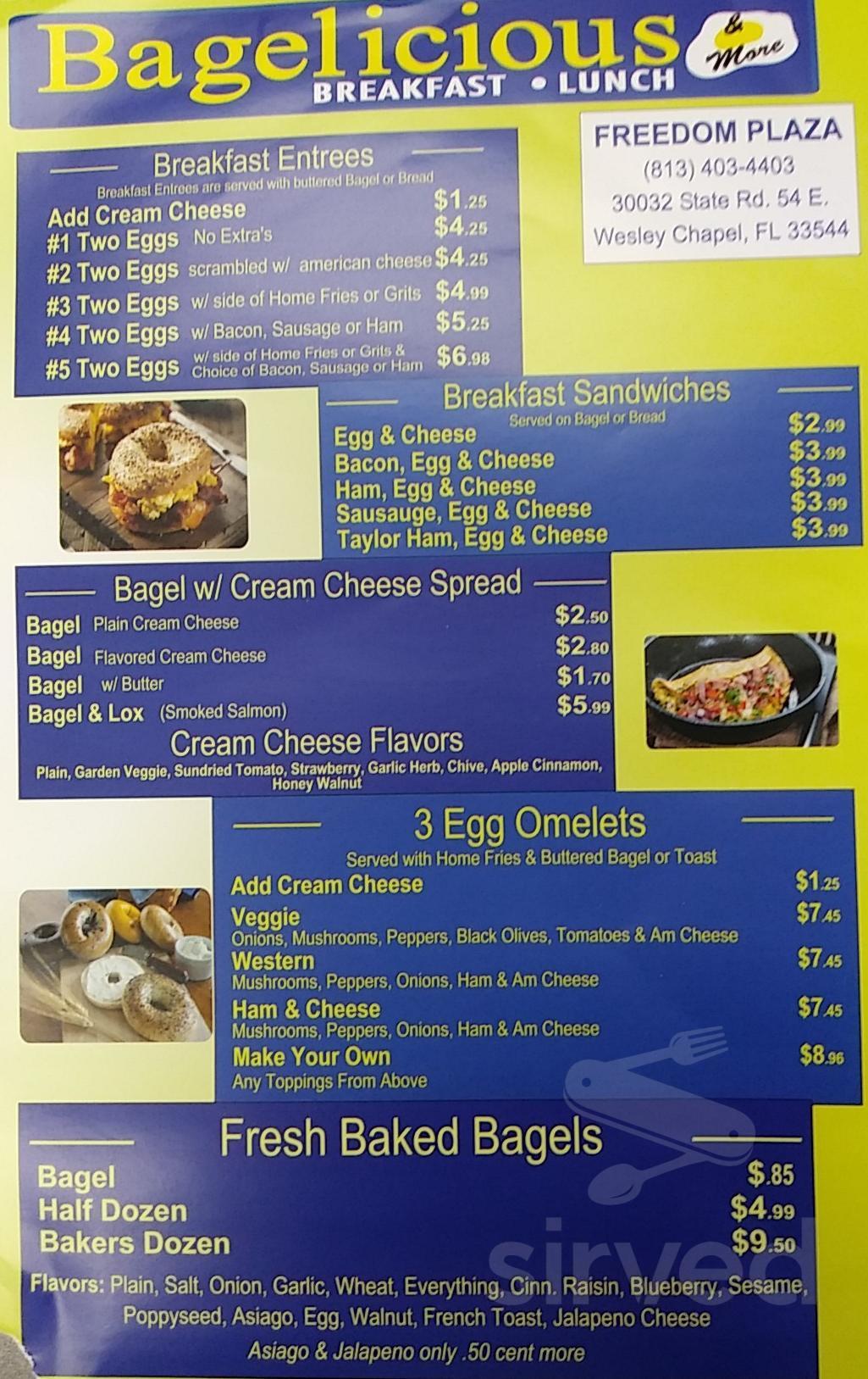 Bagelicious and More menu in Wesley Chapel South, Florida, USA
