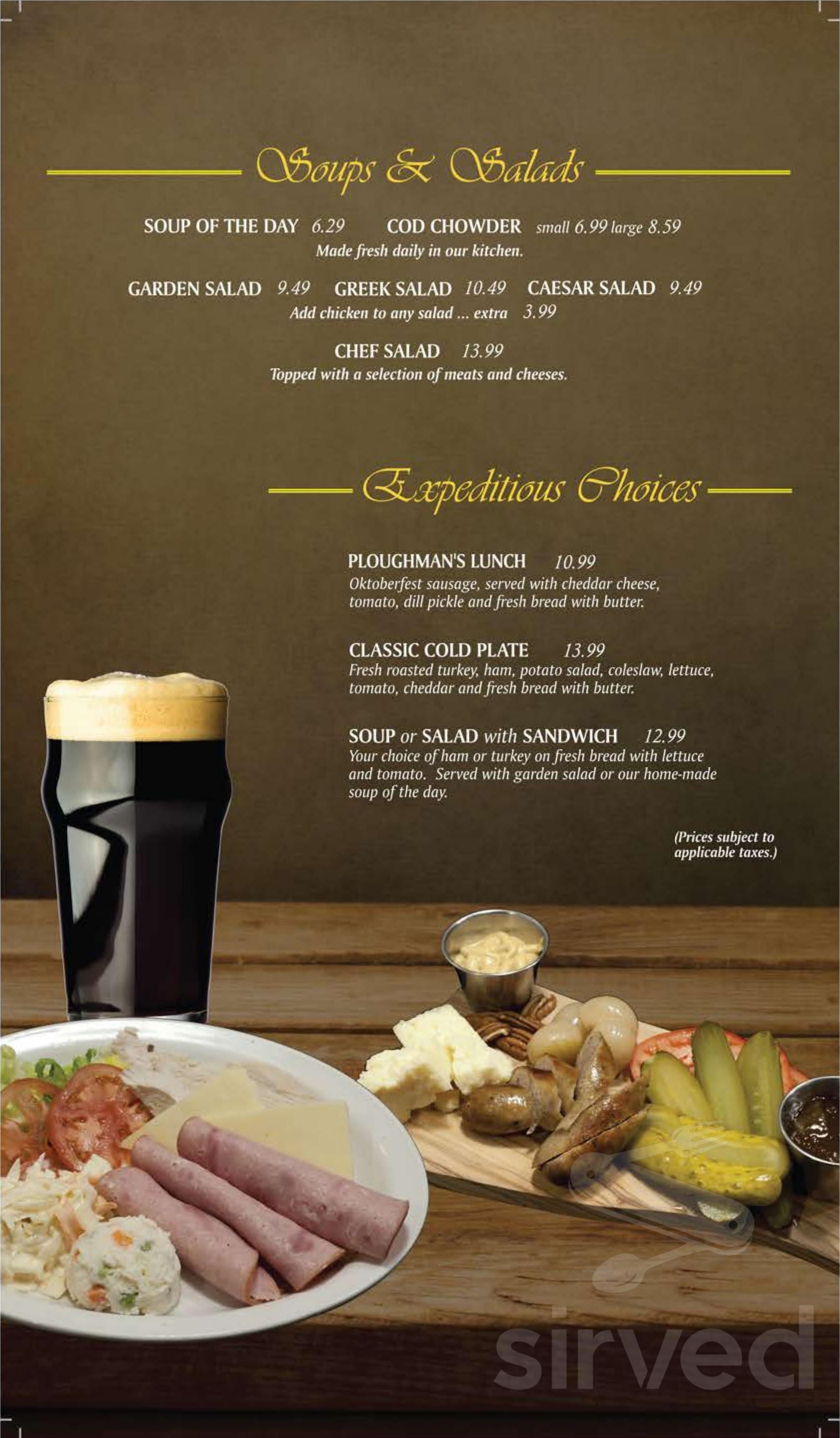 The Duke Of Duckworth menu in St. John's, Newfoundland and Labrador, Canada