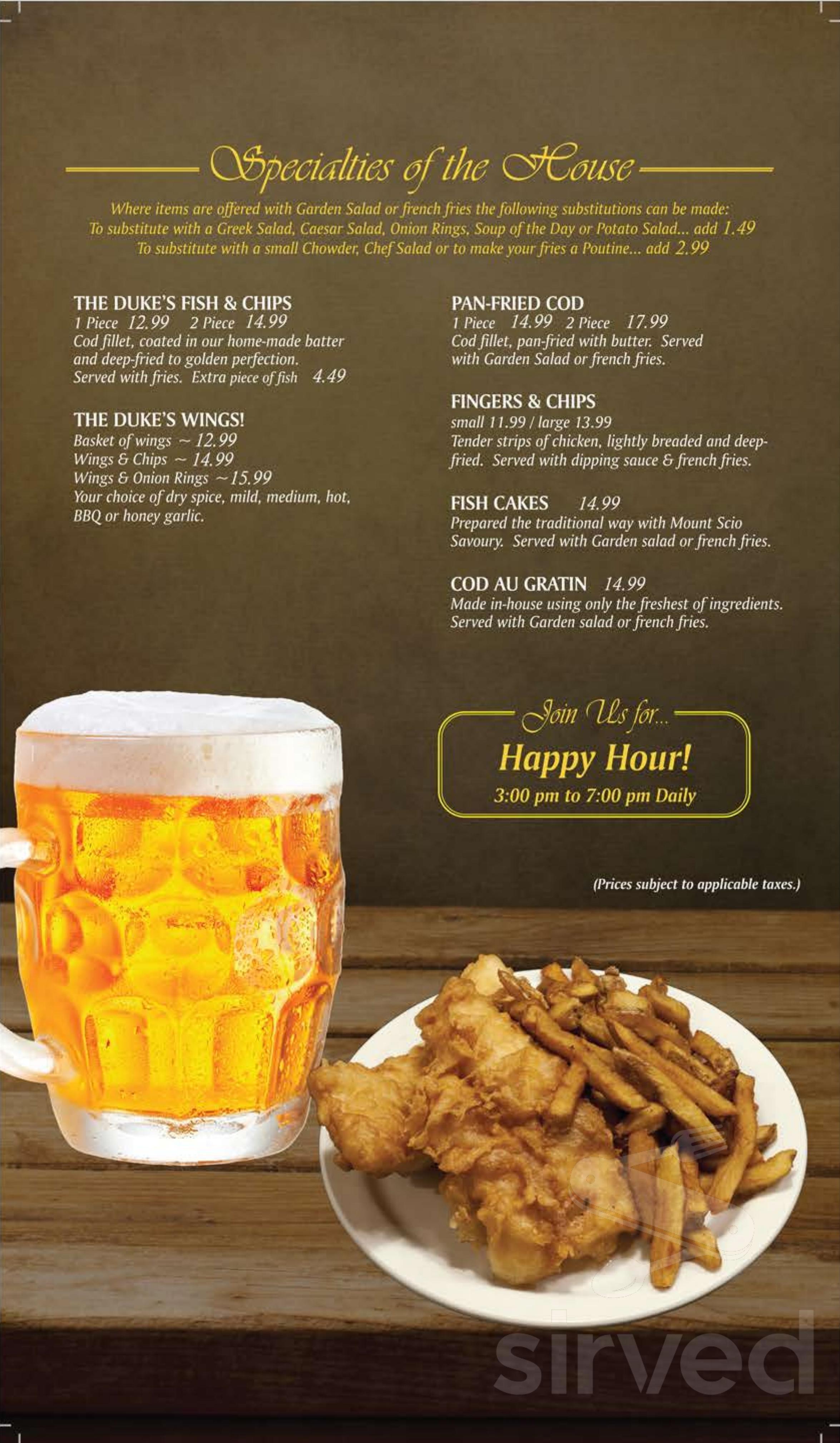 The Duke Of Duckworth menu in St. John's, Newfoundland and Labrador, Canada