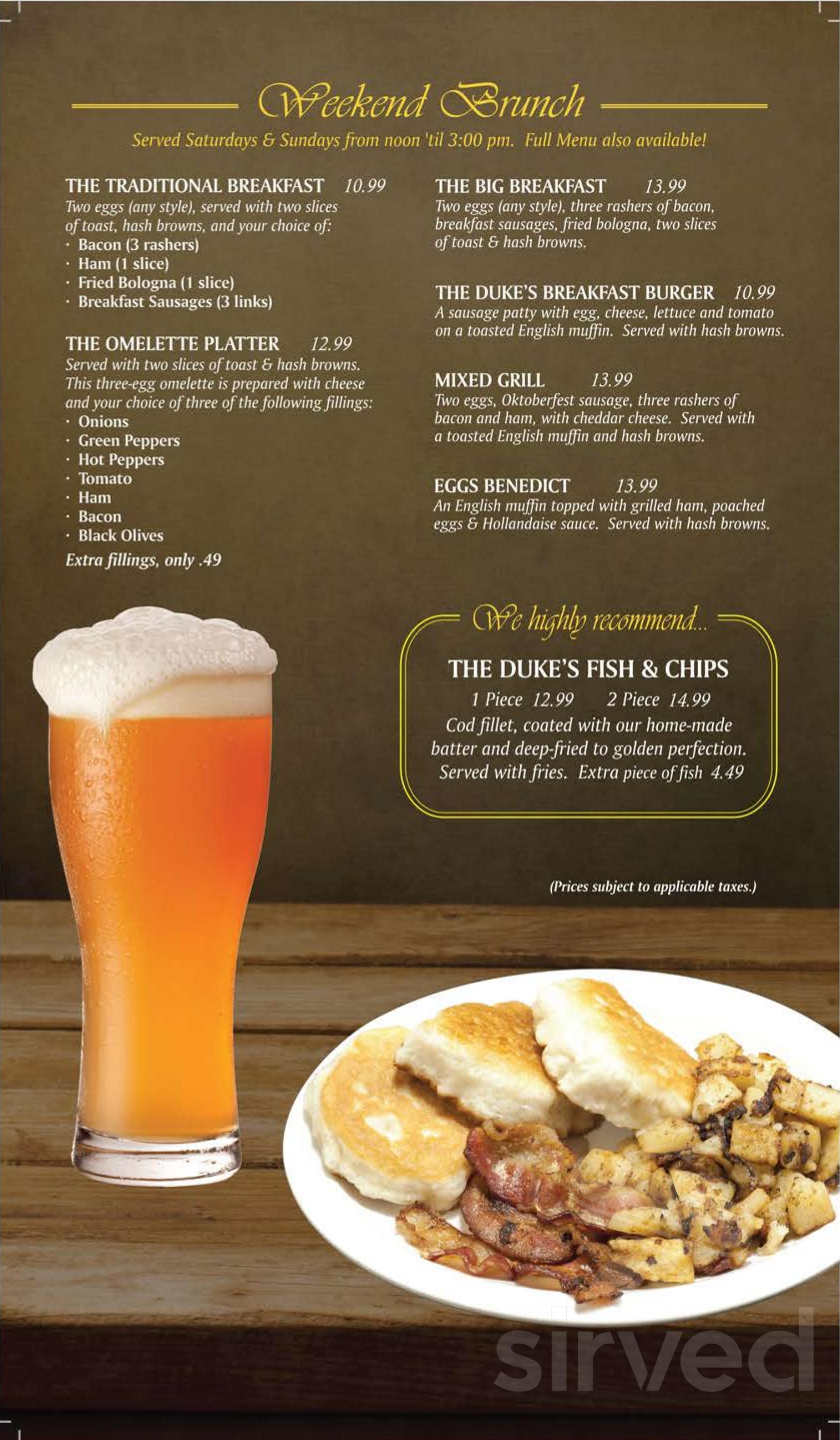 The Duke Of Duckworth menu in St. John's, Newfoundland and Labrador, Canada