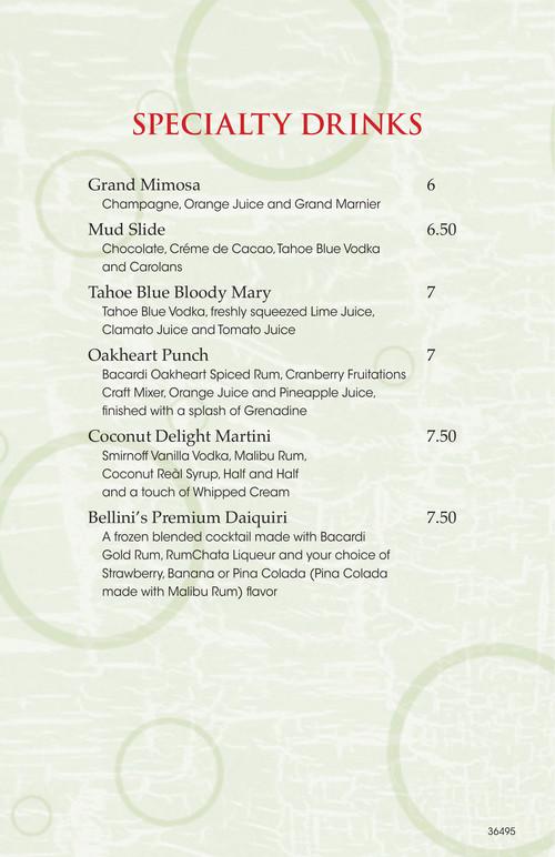 Café Bellini menu in Sparks, Nevada, USA