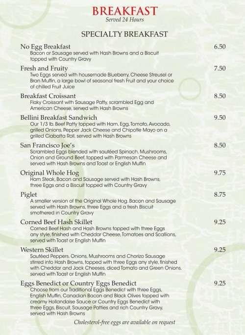 Café Bellini menu in Sparks, Nevada, USA