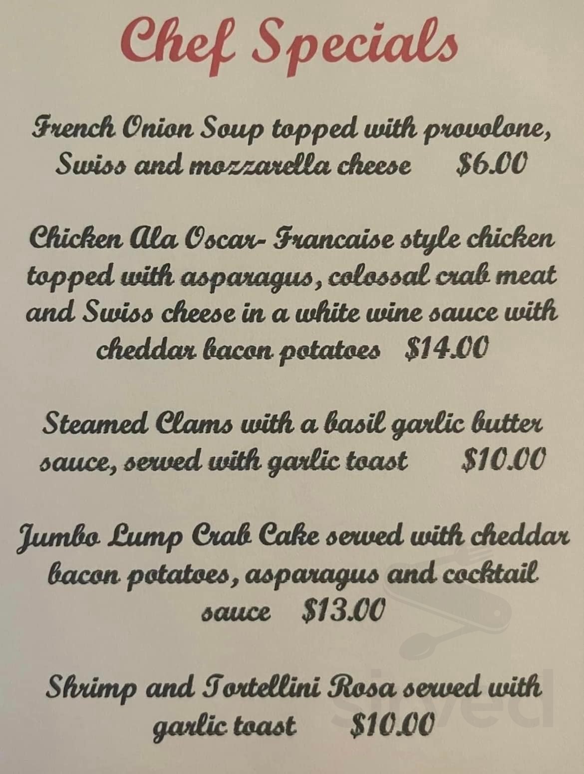 Menu for Sundance Saloon in Aston, PA | Sirved