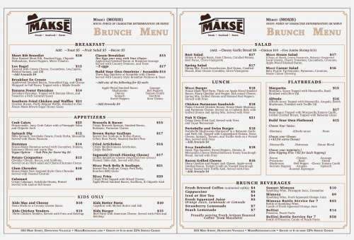 Makse Restaurant menu in Vacaville, California, USA