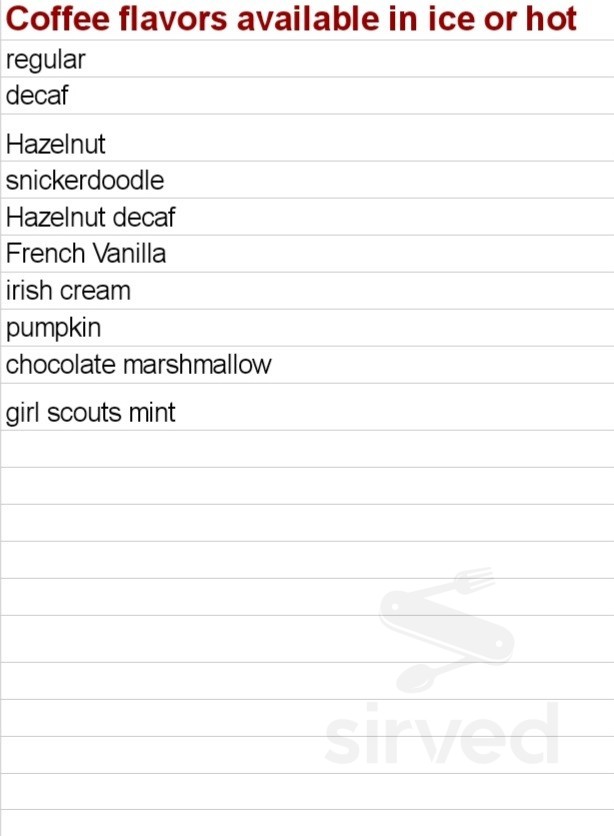 Gail Ann Coffee Shop menu in Arlington, Massachusetts, USA