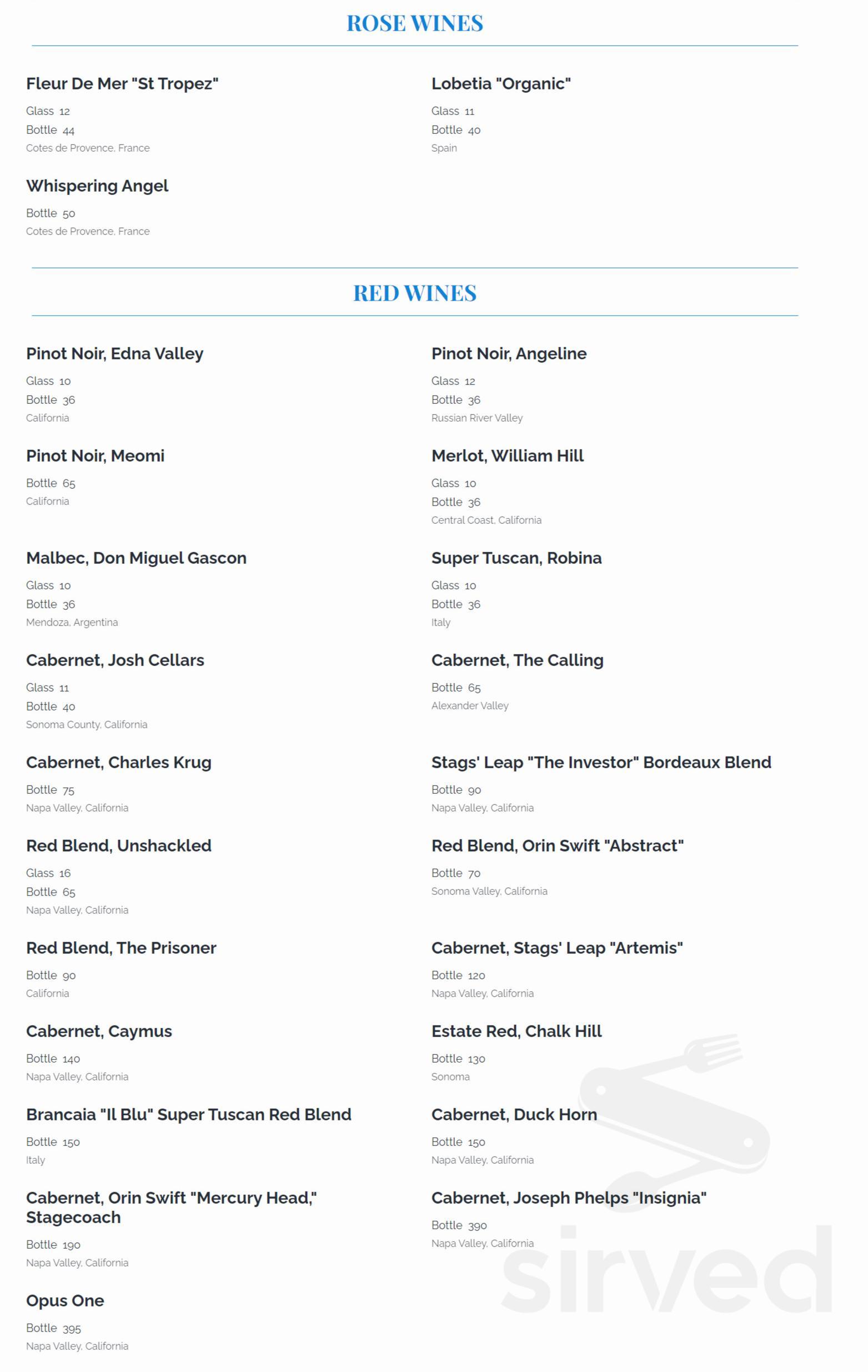 Boca Grille and Raw Bar menu in Fairfield, Connecticut, USA