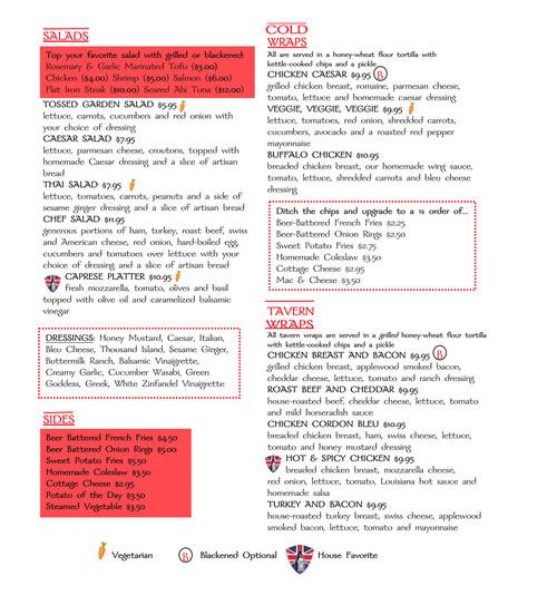 Man of Kent Tavern menu in Hoosick, New York, USA