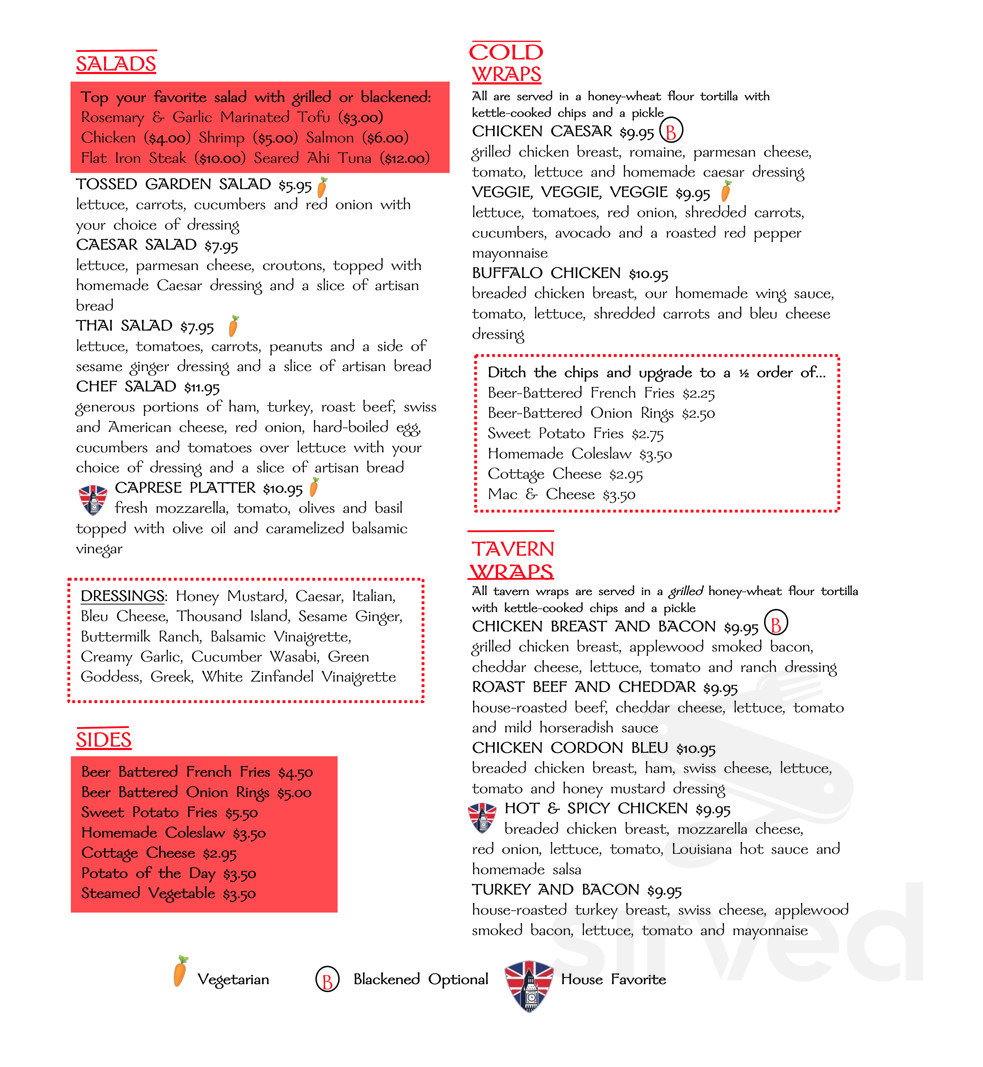 Man of Kent Tavern menus in Hoosick, New York, United States