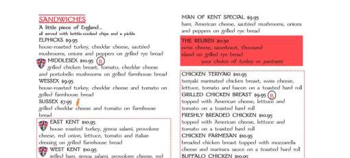 Menu for Man of Kent Tavern in Hoosick, NY | Sirved