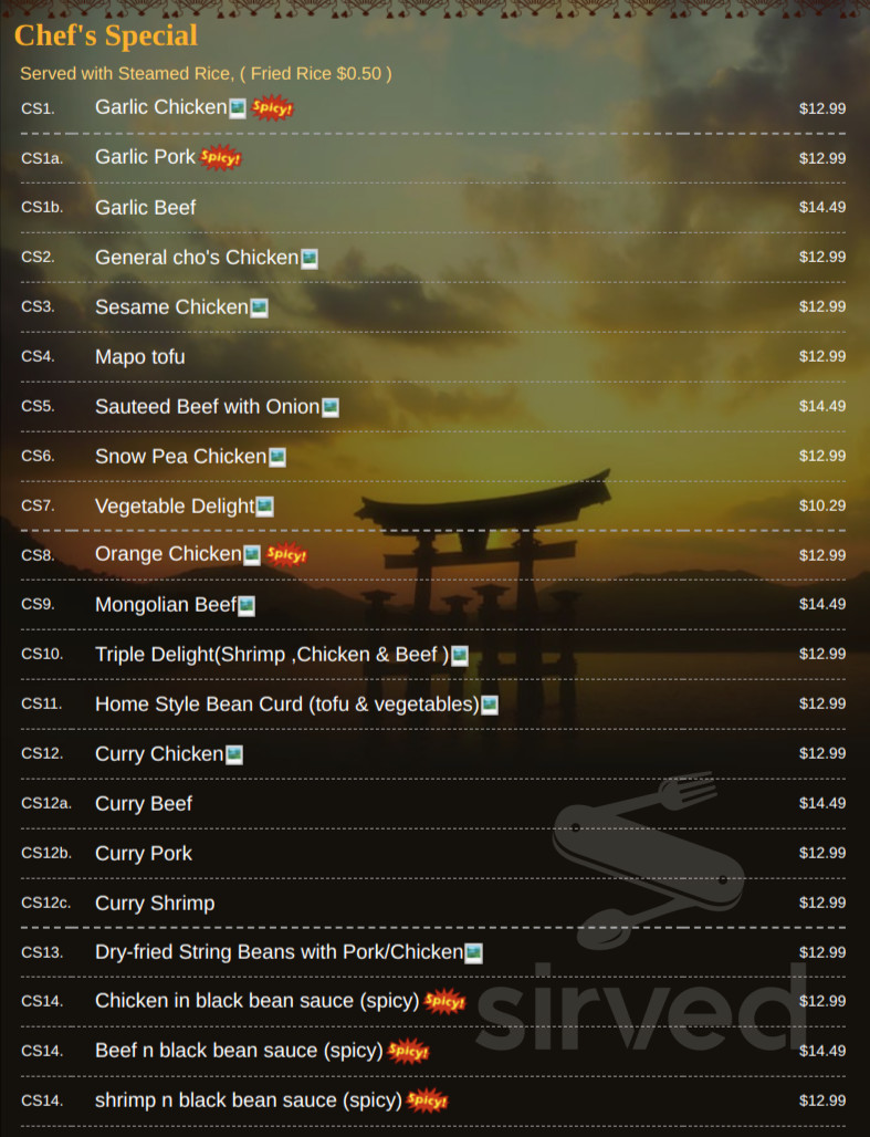 Menu - Fargo ND's Great Wall | Chinese Restaurant | Sirved