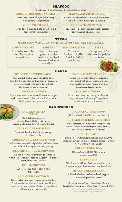 Rails Craft Brew & Eatery menu in Seymour, Indiana, USA