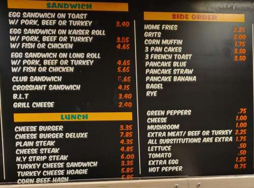 Texas Wieners menu in Philadelphia, Pennsylvania, USA