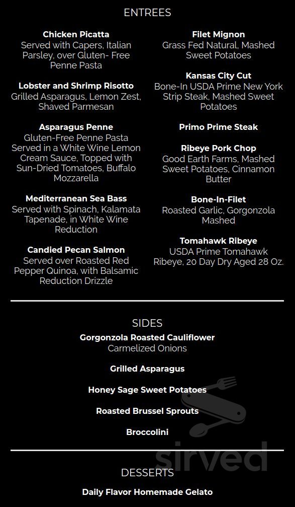 Primo Italian American Cuisine menu in Gurnee, Illinois, USA