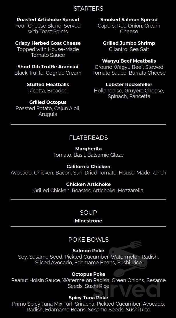 Menu for Primo Italian American Cuisine in Gurnee, IL | Sirved