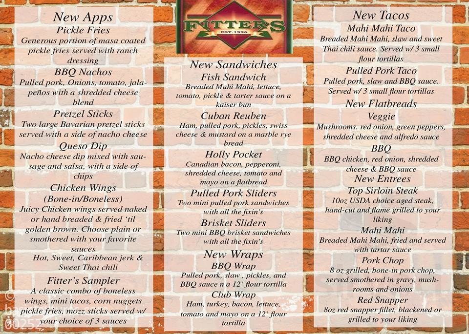 Menu for Fitter's Pub in Warrensburg, MO | Sirved